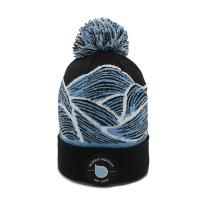 China Custom Size Floral Pattern Irregular Wave Jacquard and Woven Label Beanies for 2023 for sale