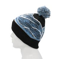China Custom Size Floral Pattern Irregular Wave Jacquard and Woven Label Beanies for 2023 for sale