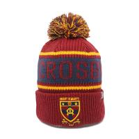 China Custom Embroidery Logo Kids Knitted Winter Warm Beanies 58cm Fleece Lined Pom Pom Beanie for sale