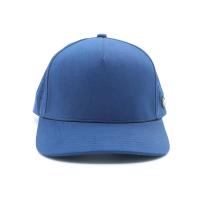 China Custom Navy Blue Baseball Golf Hat With PVC Rubber Patch Logo And Drilled Hole Design for sale