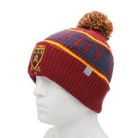 China Custom Embroidery Logo Kids Knitted Winter Warm Beanies 58cm Fleece Lined Pom Pom Beanie for sale