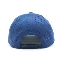 China Custom Navy Blue Baseball Golf Hat With PVC Rubber Patch Logo And Drilled Hole Design for sale