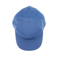 China Custom Navy Blue Baseball Golf Hat With PVC Rubber Patch Logo And Drilled Hole Design for sale