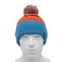 China Custom Embroidered Pom Pom Beanie Winter Hat 100% Acrylic 58cm Size for Men for sale