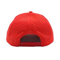 China 5 Panel Rubber Patch Logo Unisex Waterproof Laser Cut Hole Perforated Red BASEBALL CAP for sale
