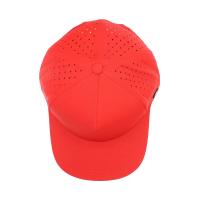 China 5 Panel Rubber Patch Logo Unisex Waterproof Laser Cut Hole Perforated Red BASEBALL CAP for sale