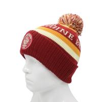 China Argyle Pattern Men's Knit Pom Pom Beanie With Embroidered Woven Label And Custom Caps for sale