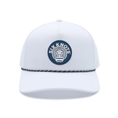 China Character Style Baseball Cap With Laser Cut Perforations Mens White Performance Hat for sale