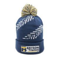 China Custom Knit Pom Beanie 100% Acrylic Embroidery Logo Wholesale 58cm Size Private Label for sale