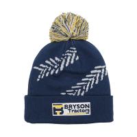 China Custom Knit Pom Beanie 100% Acrylic Embroidery Logo Wholesale 58cm Size Private Label for sale