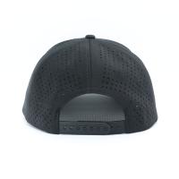 China 5 Panel Rubber PVC Waterproof Laser Cut Hole Perforated Hat Black Performance Hat for sale