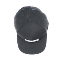 China 5 Panel Rubber PVC Waterproof Laser Cut Hole Perforated Hat Black Performance Hat for sale