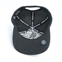 China 5 Panel Rubber PVC Waterproof Laser Cut Hole Perforated Hat Black Performance Hat for sale