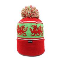 China Custom Jacquard Knit Pom Beanie 58cm Acrylic Winter Hat with Embroidery Logo for sale