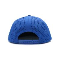 China Flat Brim Baseball Hat With 7-Panel Embossed Rubber PVC Logo Waterproof Laser Cut Hole for sale