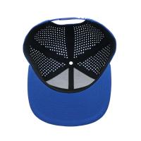 China Flat Brim Baseball Hat With 7-Panel Embossed Rubber PVC Logo Waterproof Laser Cut Hole for sale