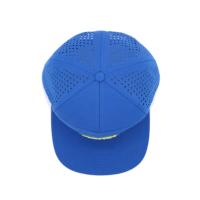 China Flat Brim Baseball Hat With 7-Panel Embossed Rubber PVC Logo Waterproof Laser Cut Hole for sale
