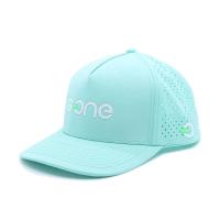 China Custom Green 5 Panel Rubber PVC Logo Waterproof Laser Cut Hole Perforated Hat 58cm for sale