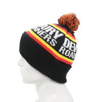 China Custom Acrylic Pompom Beanie Winter Cap 58cm Embroidery Logo Skull Knitted Hat OEM for sale