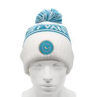 China Custom 100 Wool Pom Pom Beanie Winter Sports Hat 58cm Unisex Adult for sale