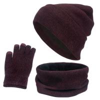 China Wholesale 3 Piece Beanie Neck Warmer Touchscreen Gloves Set Acrylic Winter Hat Scarf Glove Set Custom Size 22x33cm for sale
