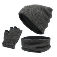 China Wholesale 3 Piece Beanie Neck Warmer Touchscreen Gloves Set Acrylic Winter Hat Scarf Glove Set Custom Size 22x33cm for sale