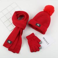 China Medium Length Kids Winter Hat Snow Gloves And Scarf 3 Pc Set With Embroidered Pattern for sale