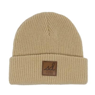 China Unisex Fisherman Beanie Hat 58cm Warm Ribbed Winter Knitted Ski Cap Custom Logo for sale