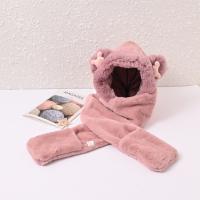 China Wholesale 3-in-1 Kids Jacquard Hooded Scarf with Bowknot and Pocket Gloves Acrylic for sale