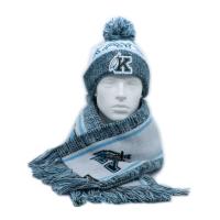 China Custom Embroidery Knit Beanie and Long Scarf Set 100 Acrylic Warm Winter Hat 58cm for sale