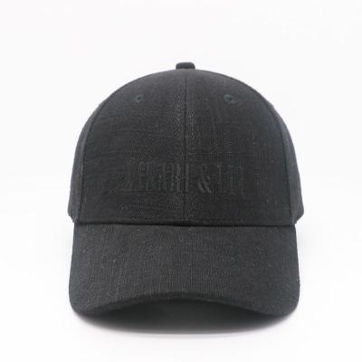 China Custom Cotton Embroidered Baseball Dad Hat 56-60cm Adjustable Plain Black Cap for sale