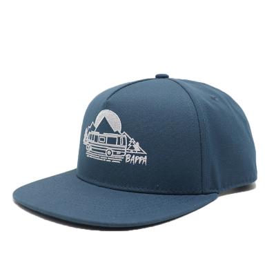 China Custom 6 Panel Snapback Cap Unisex Cotton Polyester Flat Peak Embroidery 56-60cm for sale