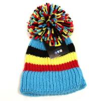 China Custom Big Bobble Ski Hat 58cm Thick Thread Knitted Pattern Wool Acrylic Yarn for sale