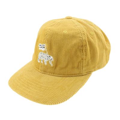China Custom Yellow Corduroy Dad Hat Cap 6 Panels 58cm Adjustable Unisex Aesthetic for sale