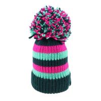 China 58cm Adjustable Knitted Winter Beanie With Rainbow Big Bobble And Personalized Design for sale