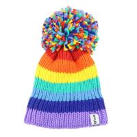 China Winter Hat Type Knitted Hat 58cm Adjustable Crochet Big Bobble Beanie With Custom Logo for sale