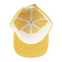 China Custom Yellow Corduroy Dad Hat Cap 6 Panels 58cm Adjustable Unisex Aesthetic for sale