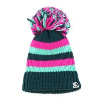 China 58cm Adjustable Knitted Winter Beanie With Rainbow Big Bobble And Personalized Design for sale