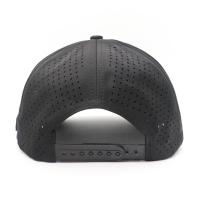 China 5 Panel Rubber PVC Logo Baseball Cap With Laser Cut Drilled Hole And Waterproof Design for sale