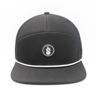 China 7 Panel Snapback Hat Laser Cutting Hole Breathable Baseball Hats Caps for sale