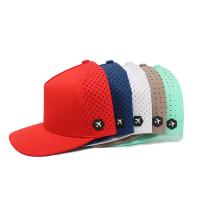 China Custom 5 Panel Snapback Baseball Hat with Perforated Laser Cut Holes Adjustable 56-60cm for sale