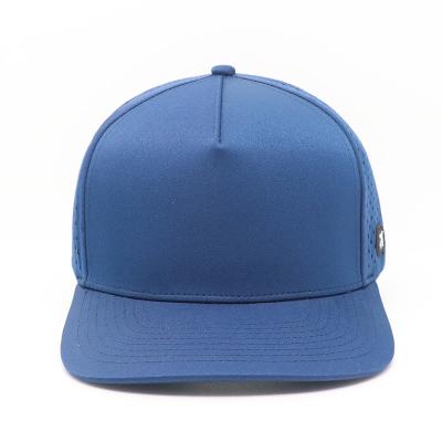 China Fashion Custom Solid 5 Panel Laser Cutting Hole Baseball Hat Snapback Sport Cap For Adults for sale