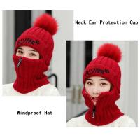 China Winter Warm Fleece Beanie Hat with Neck Warmer and Ear Protection Acrylic 56-60cm Adult for sale