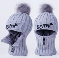 China Winter Warm Fleece Beanie Hat with Neck Warmer and Ear Protection Acrylic 56-60cm Adult for sale