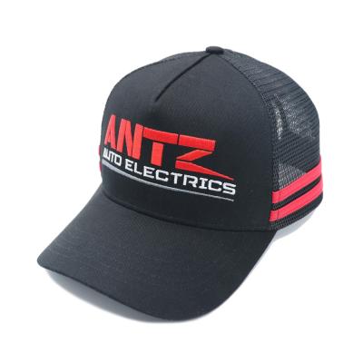 China Custom 5 Panel Trucker Hat 3D Embroidery Logo Polyester Cotton Mesh Back Adult Size 56-60cm for sale