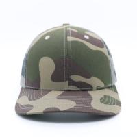 China Custom 6 Panel Camo Trucker Hat with Pre Curved Brim and Mesh Snapback 56-60cm for sale