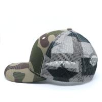 China Custom 6 Panel Camo Trucker Hat with Pre Curved Brim and Mesh Snapback 56-60cm for sale