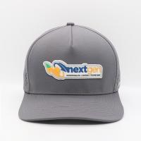 China Custom 5 Panel Waterproof Baseball Cap with Rubber PVC Logo Laser Cut Holes 56-60cm Adult Size for sale