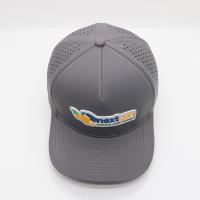 China Custom 5 Panel Waterproof Baseball Cap with Rubber PVC Logo Laser Cut Holes 56-60cm Adult Size for sale