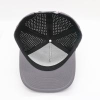 China Custom 5 Panel Waterproof Baseball Cap with Rubber PVC Logo Laser Cut Holes 56-60cm Adult Size for sale